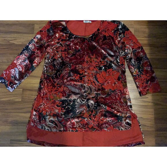 Sympli NY | Tops | Sympli Ny Red Velvet Burnout Tunic Top Blouse Womens ...